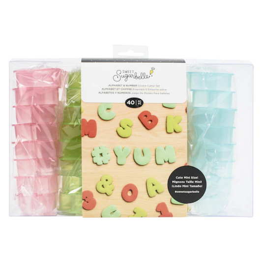 Set 40 Cortadores De Galletas Mini Letras y Números - Sweet Sugarbelle